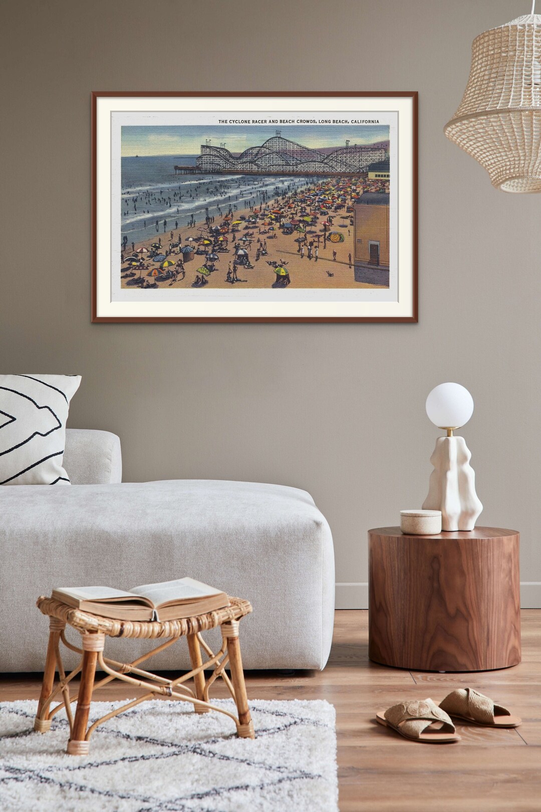 Cyclone Racer Postcard Print, CA Long Beach Crowd Art Poster ...