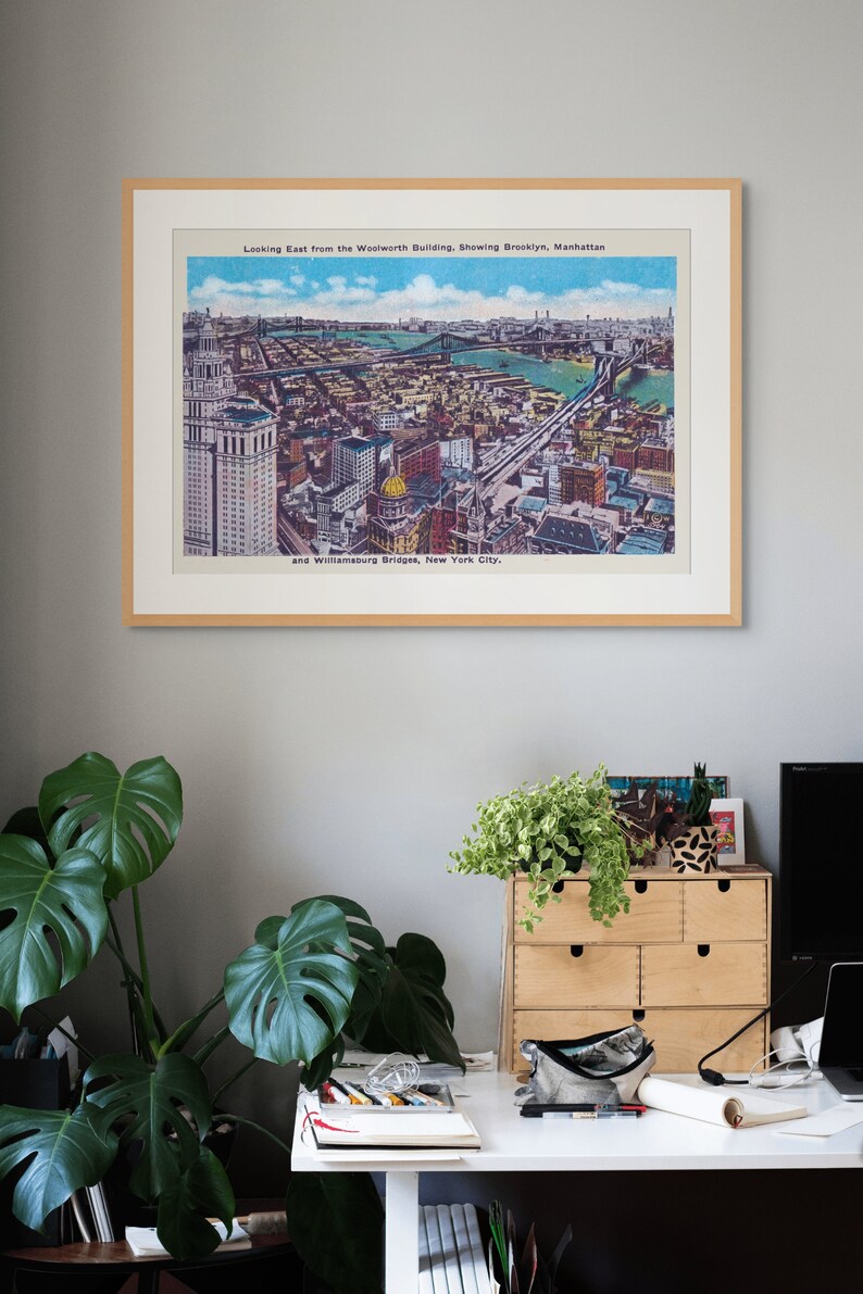 Looking East From Woolworth Building Art, Brooklyn Bridges Art Print ...