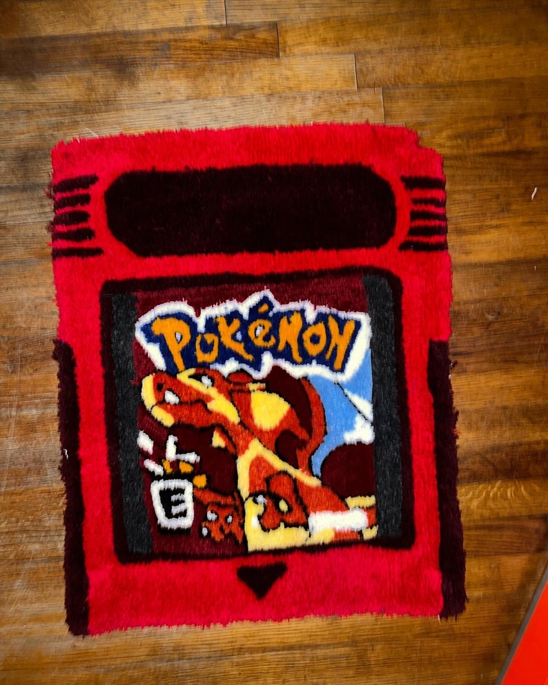 Pokemon Red Tufted Rug Charizard Gameboy Rug - Etsy