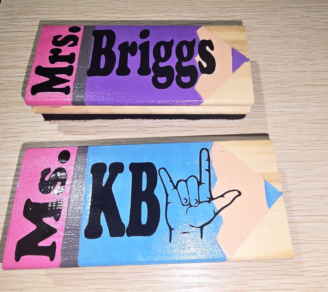 Handpainted Personalized White Board Eraser Teacher Gifts Custom White ...