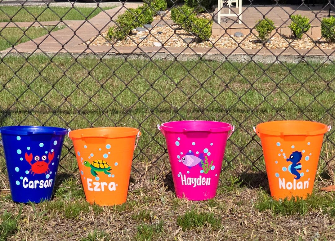 Personalized Kids Beach Pail With Shovel Kids Beach Party Favors Beach ...