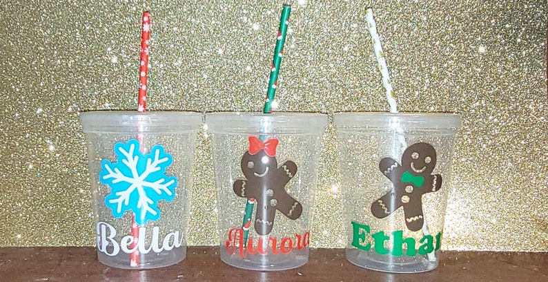 Kids Christmas Cups With Lid and Straw Kids Christmas Party Favors Kids ...