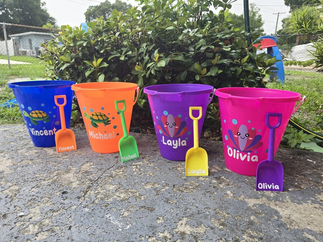 Personalized Kids Beach Pail With Shovel Kids Beach Party Favors Beach ...