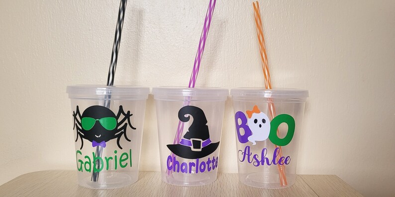 Kids Halloween Cups Personalized Halloween Party Cups With Straws for ...