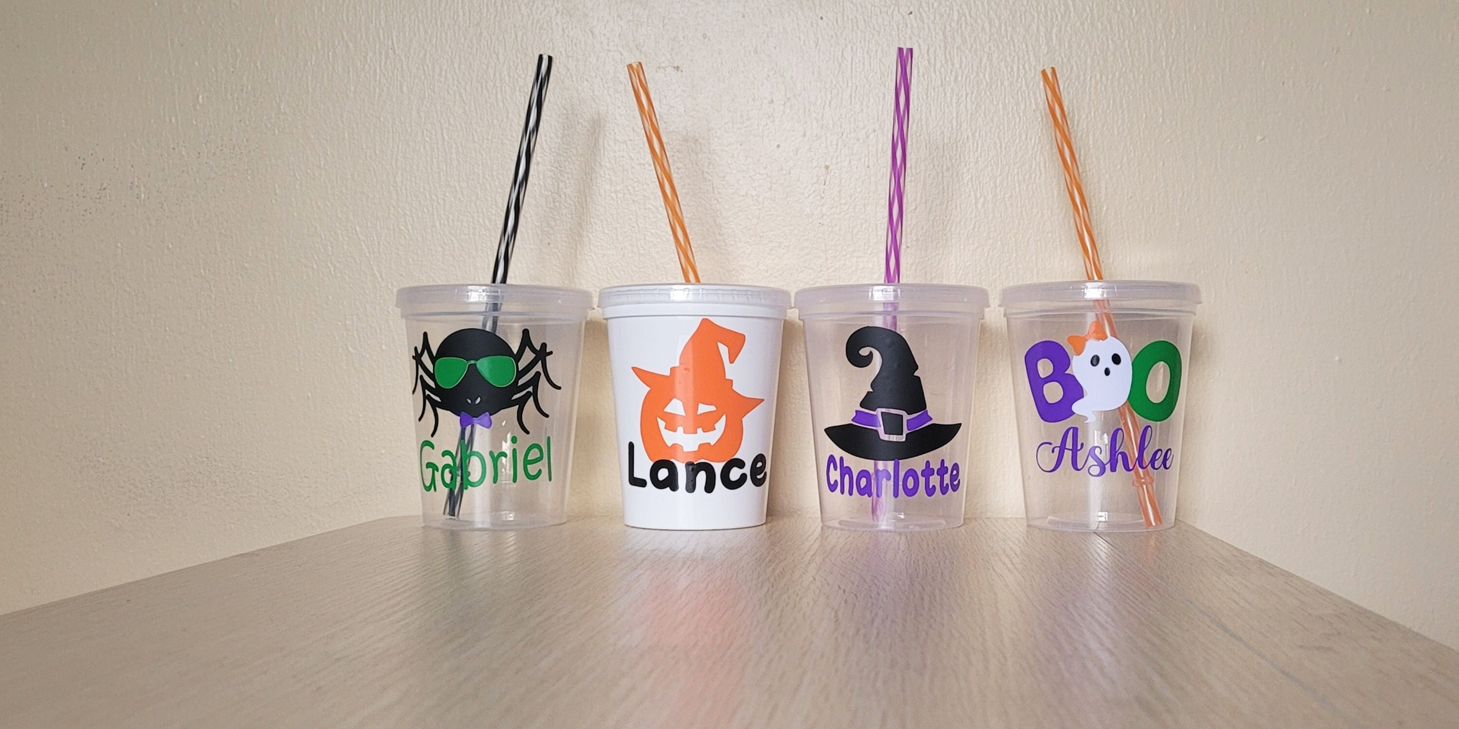Kids Halloween Cups Personalized Halloween Party Cups With Straws for ...