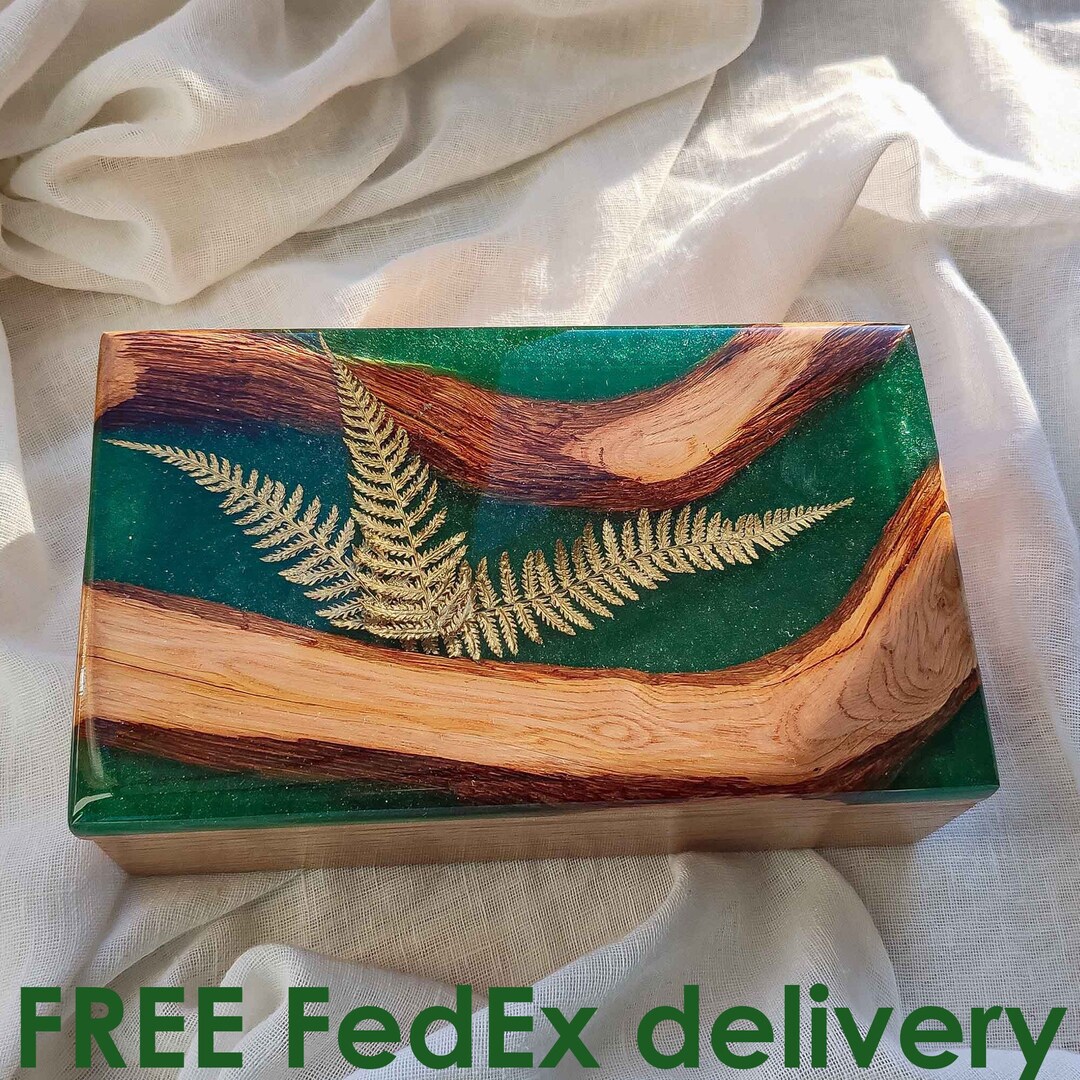 Decorative Box, Jewelry Organizer, Wooden Box for Woman, Epoxy Keepsake ...