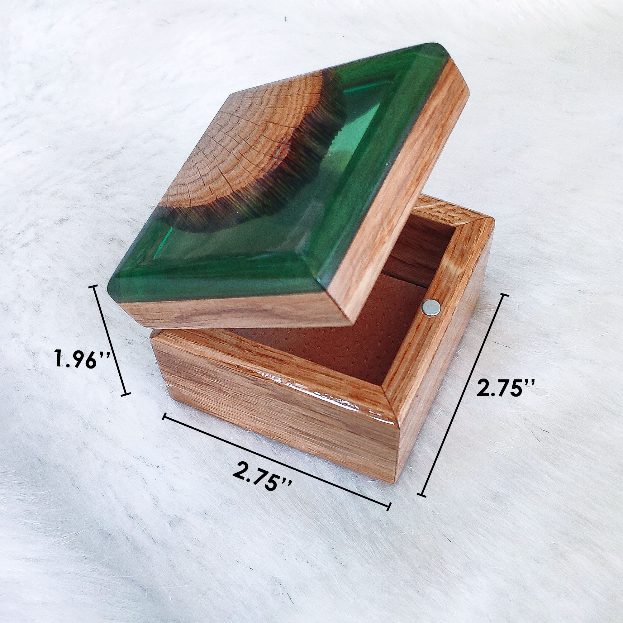 Wooden Ring Box With Fern Custom Oak Ring Box Wood Epoxy Resin Box BOHO ...