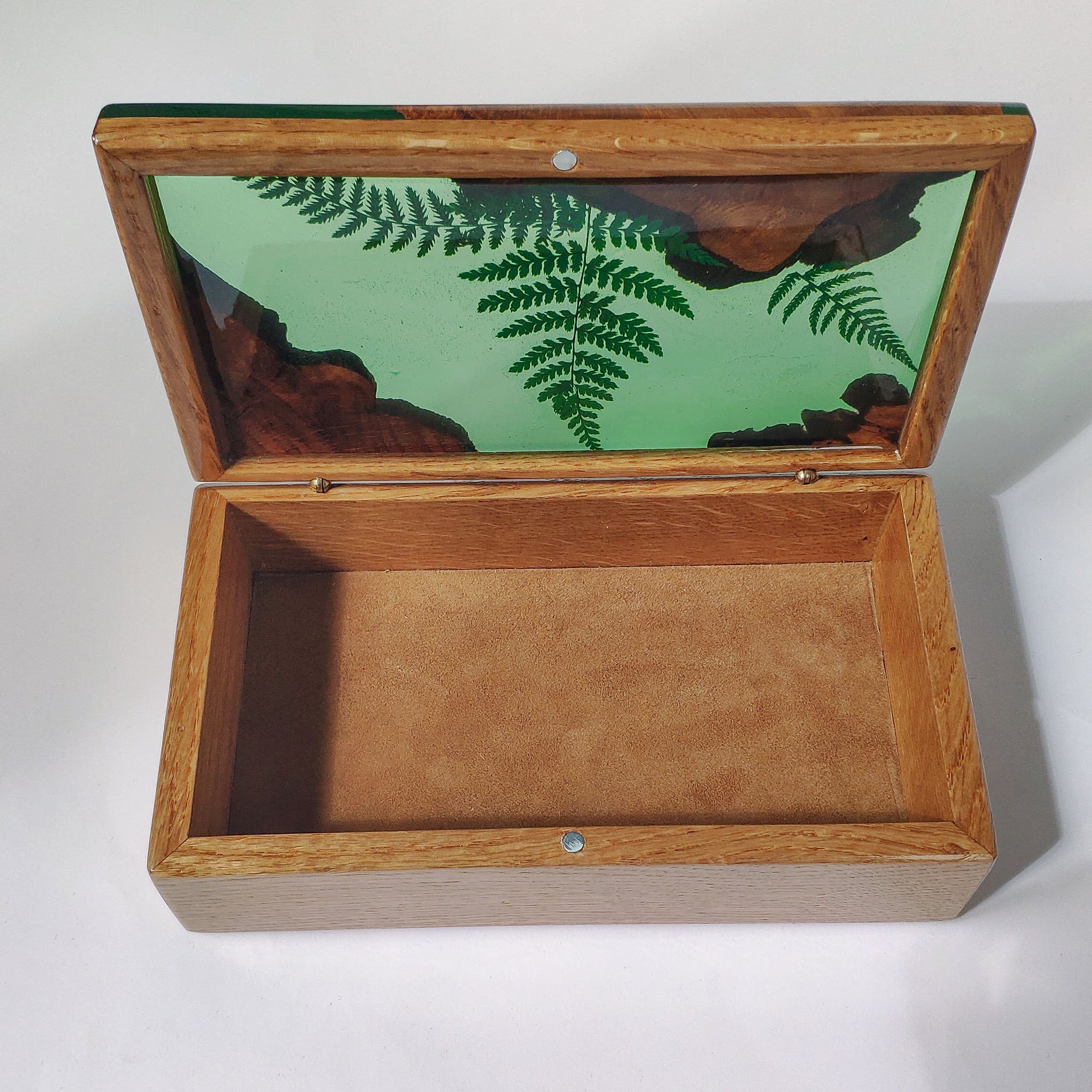 Decorative Box, Jewelry Organizer With Fern, Epoxy Keepsake Box, Boho ...