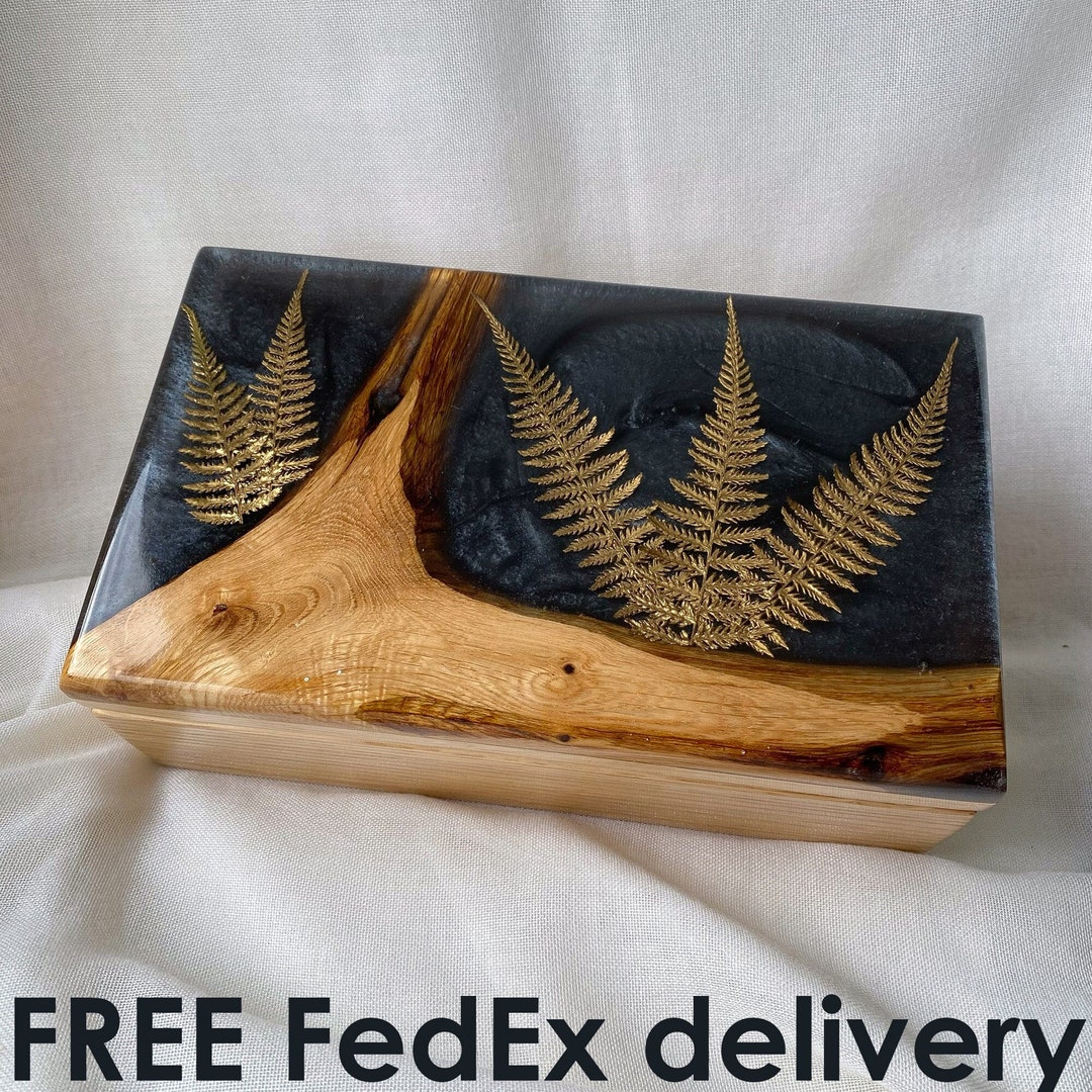 Jewelry Box, Memory Box, Wooden Box for Women, Epoxy Keepsake Box, Boho ...
