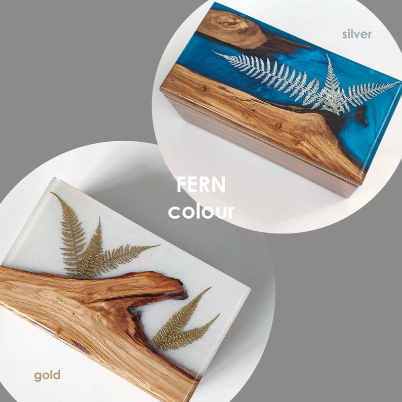 White Jewerly Box With Golden Fern, Jewelry Storage, Wooden Box for ...