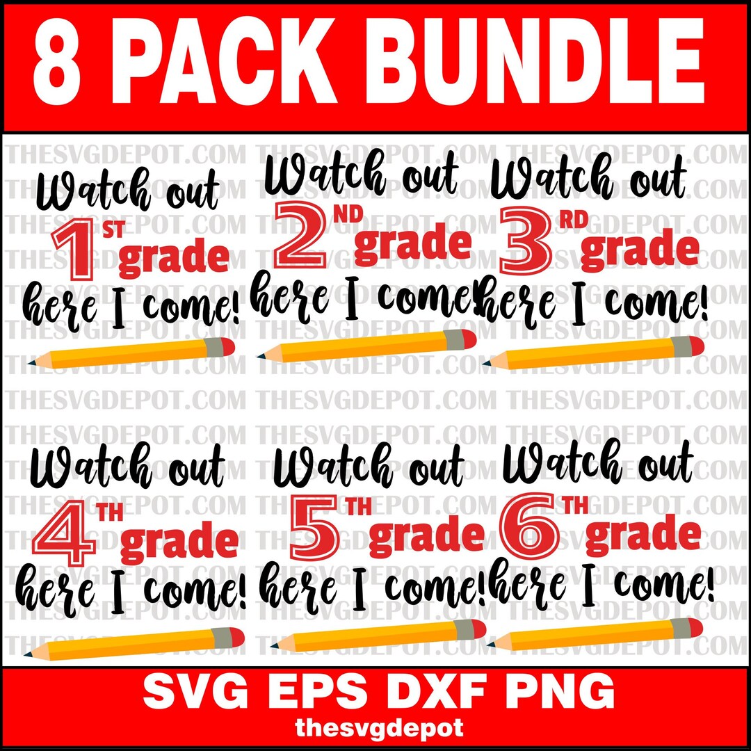 Hello Grade Svg Bundle, 1st Day of School, Shcool Grade Gift Svg ...