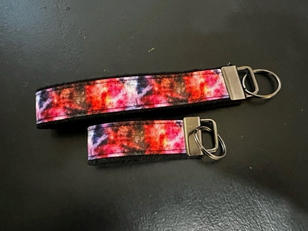 Galaxy Themed Ribbon Wristlet Key Fob, Ribbon Keychain, Galaxy Key Fob ...