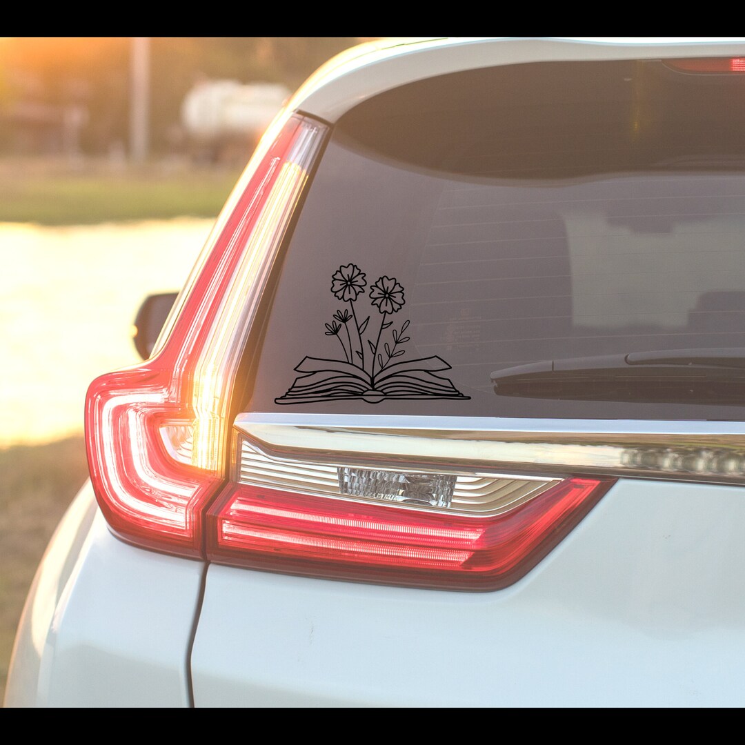 Book With Flowers Window Car Decal - Etsy