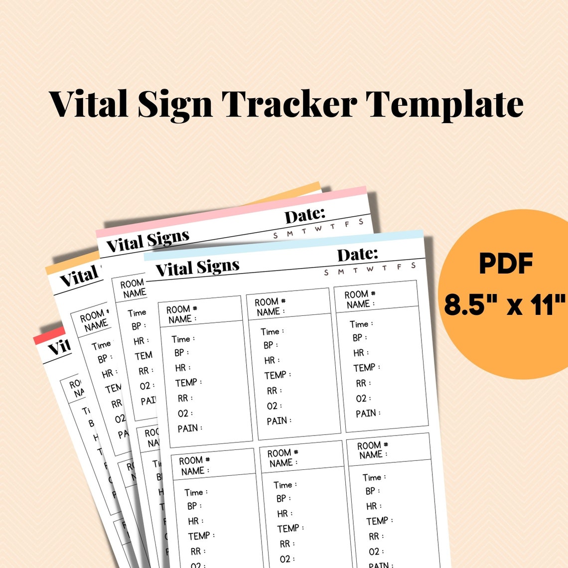 Vital Sign Tracker Template, NURSE NOTES, Nursing School ...