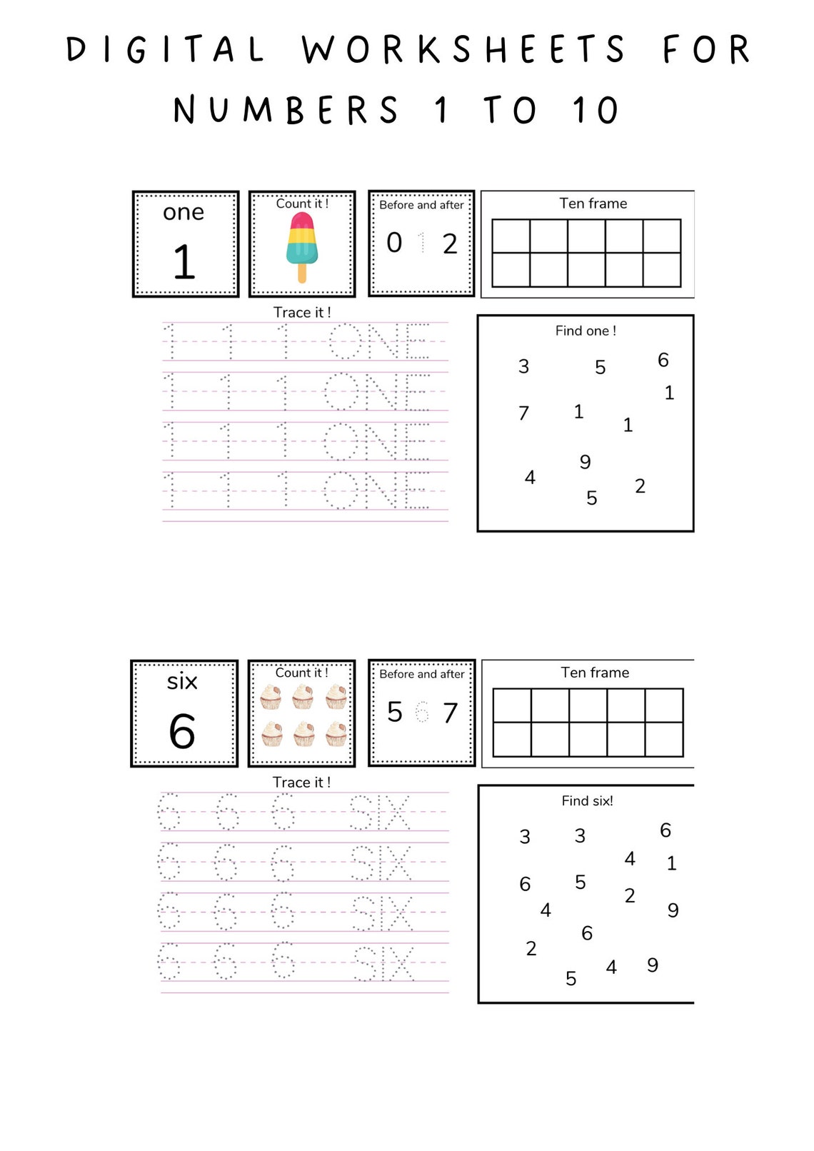Printable Kids Worksheet for Numbers 1 to 10, Printable Worksheet ...