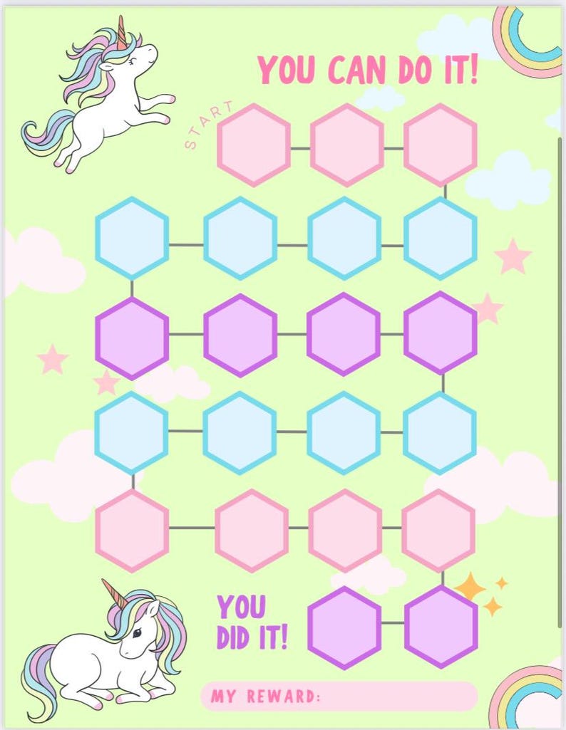 Printable Unicorn Reward Chart for Kids | Behavior & Chore Tracker ...