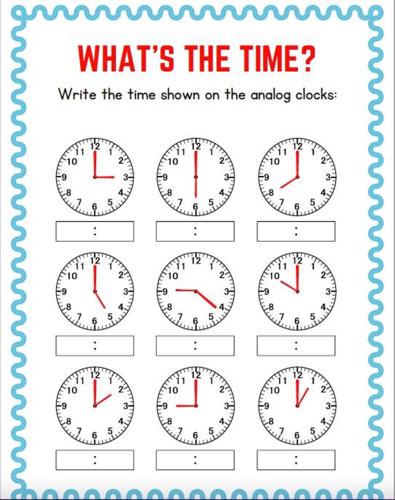 Telling Time Worksheets for Kids | Analog Clock Practice | What’s the ...