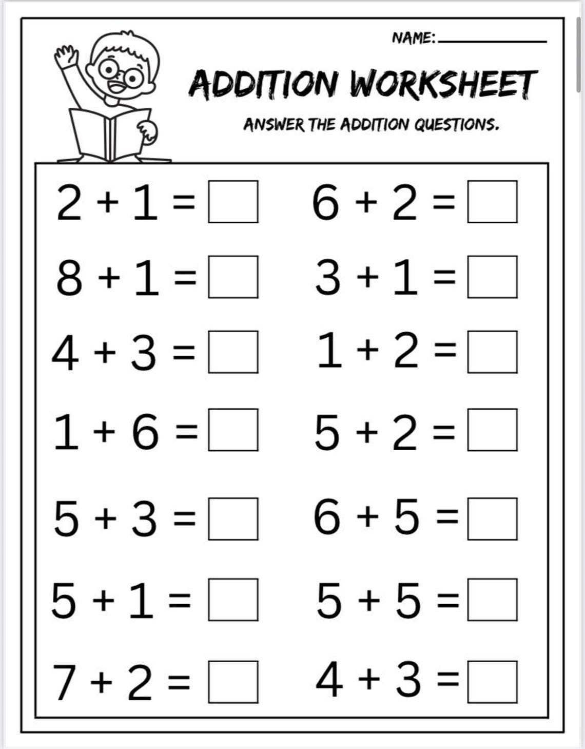 Printable Addition Worksheets for Kids | Kindergarten Math Practice ...