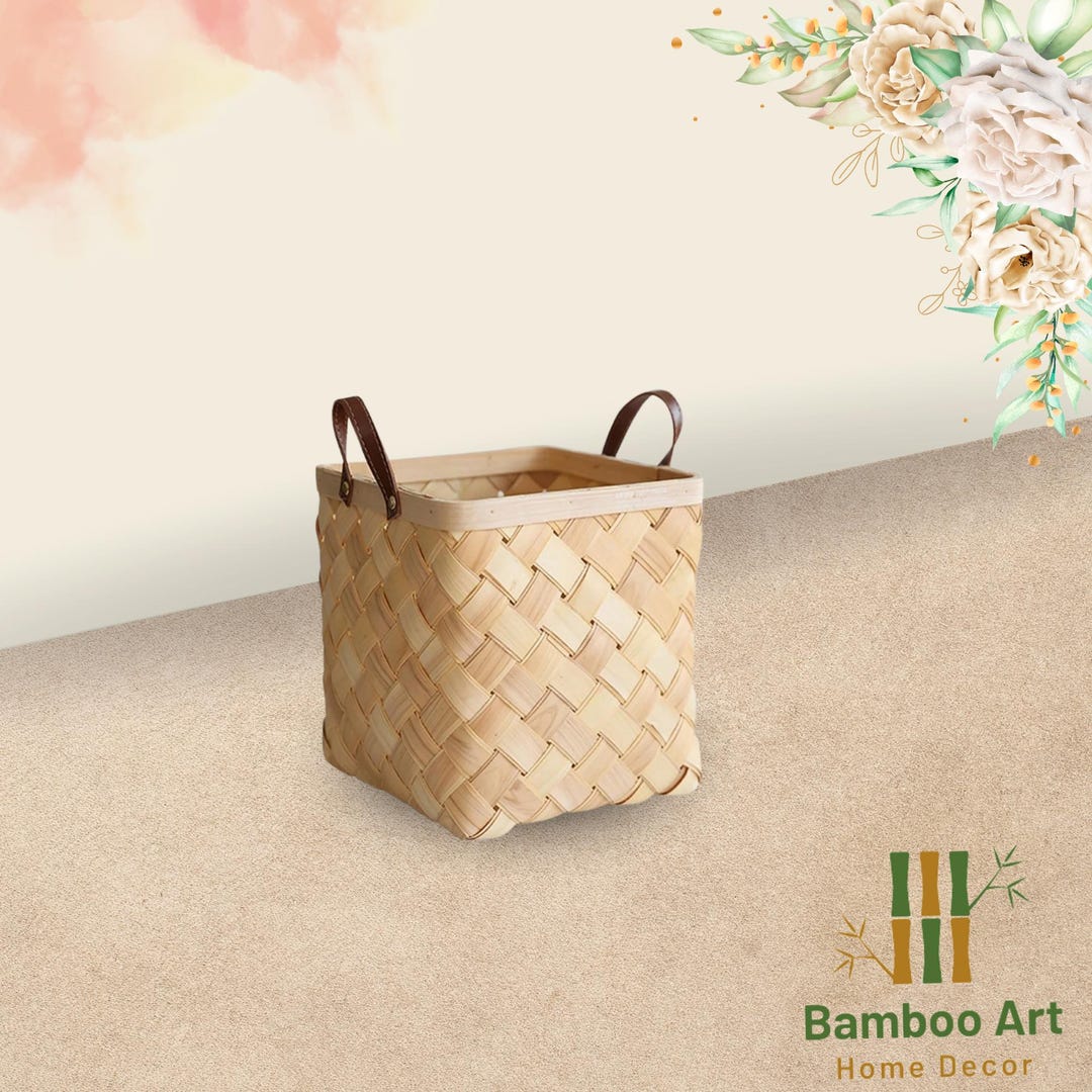 Handwoven Bamboo Cubic Storage Basket - Etsy