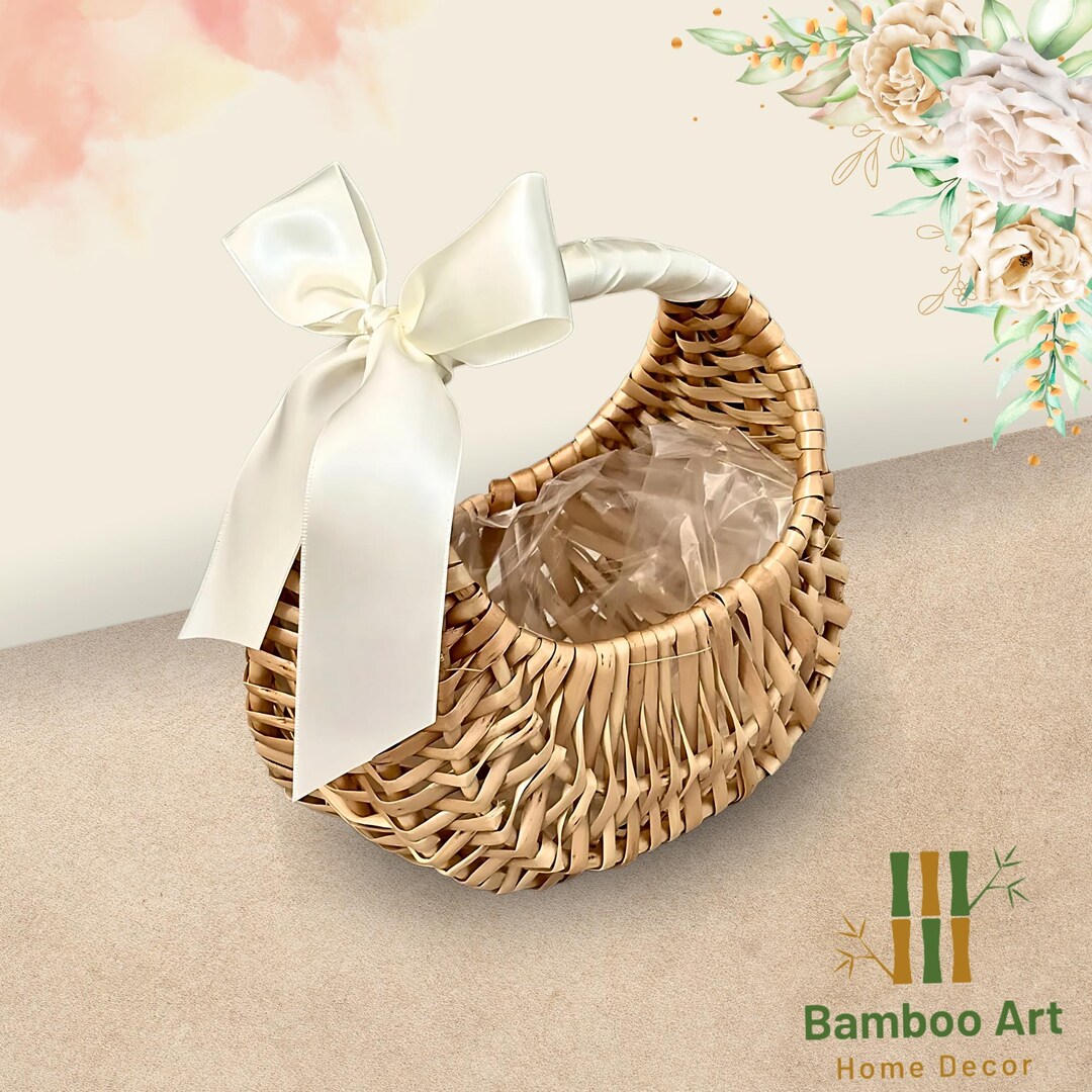 Moon Petal Basket for Flower Girl. Ribbon Handle - Etsy