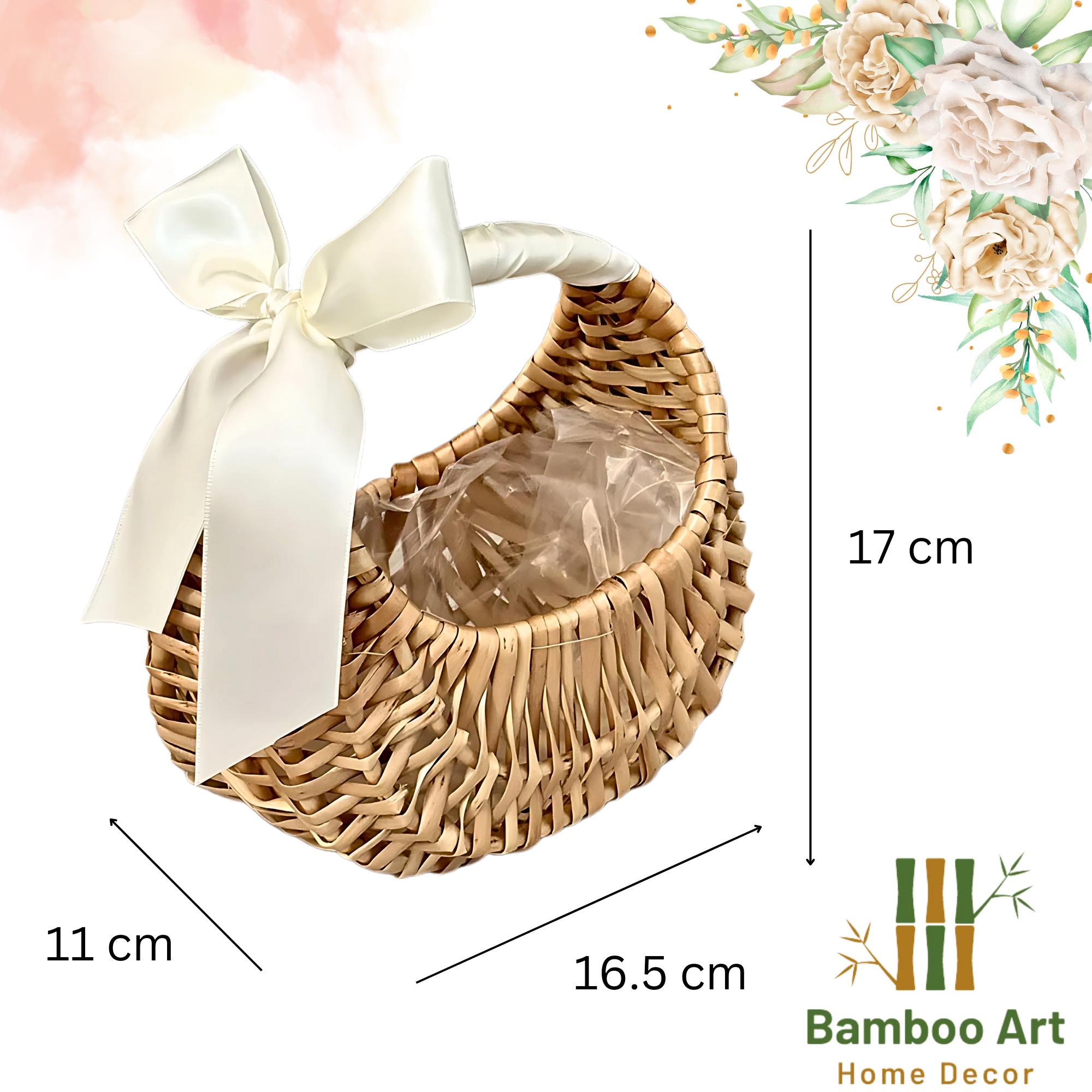 Moon Petal Basket for Flower Girl. Ribbon Handle - Etsy