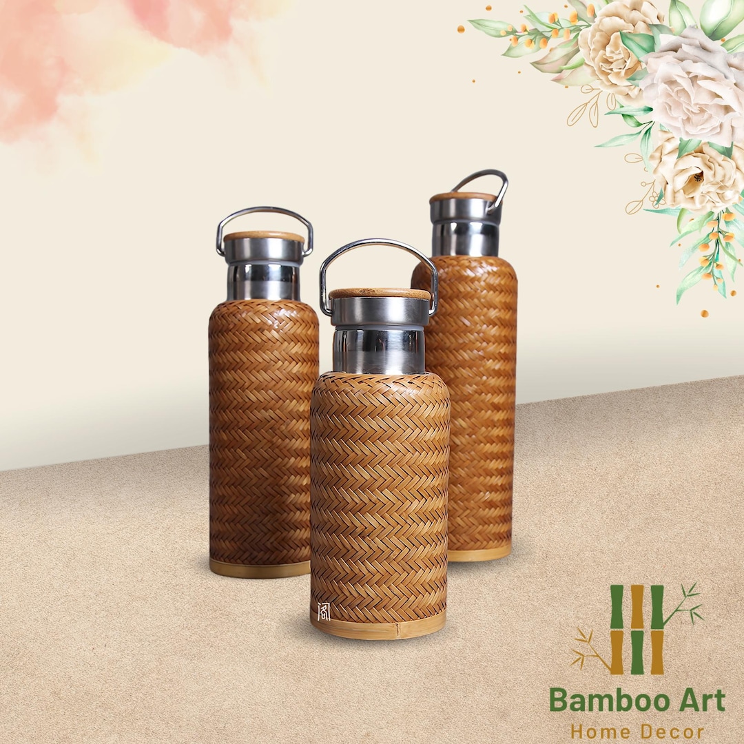 Handmade Bamboo Thermos With Handle – Stainless Steel Liner, Retro ...