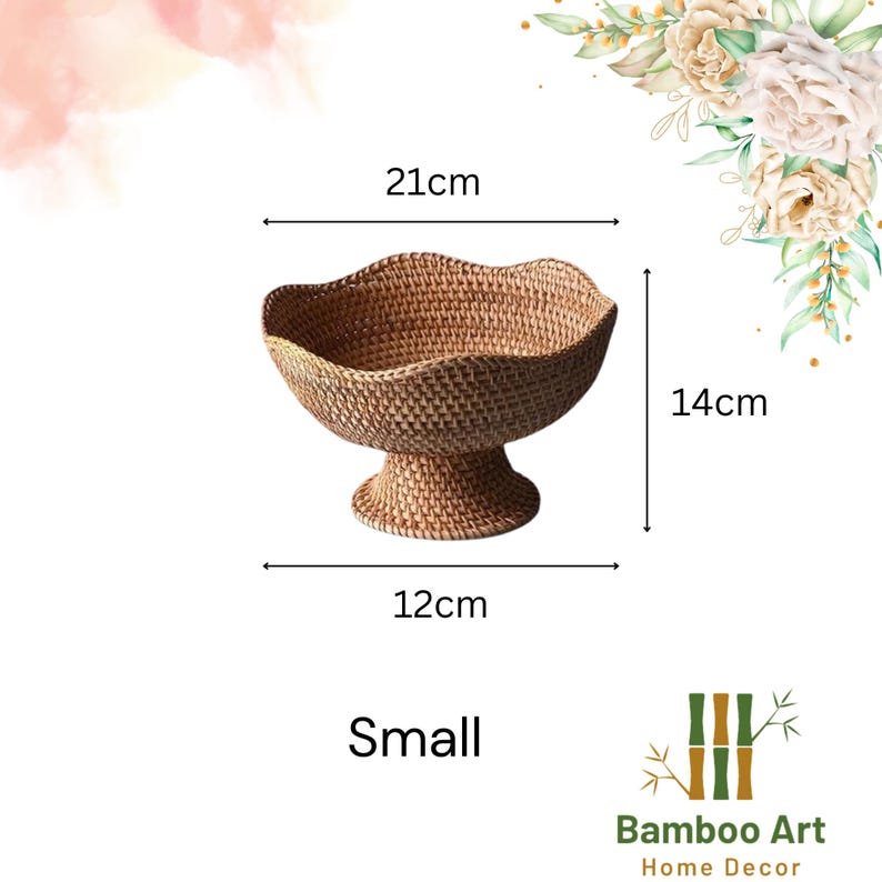 Handwoven Rattan Fruit Baskets - Natural Wicker Bowls for Kitchen ...
