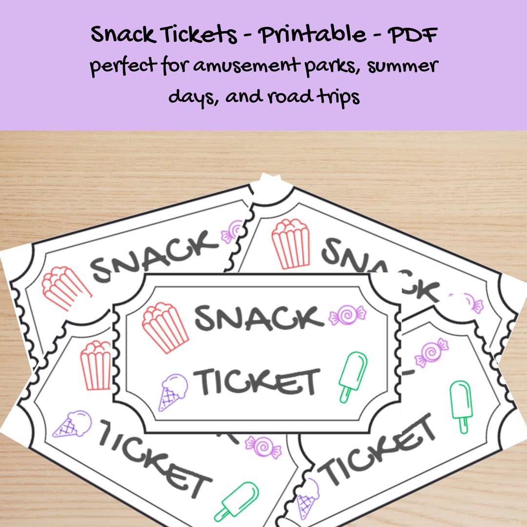 Colorful Snack Tickets - PDF - Printable - Etsy