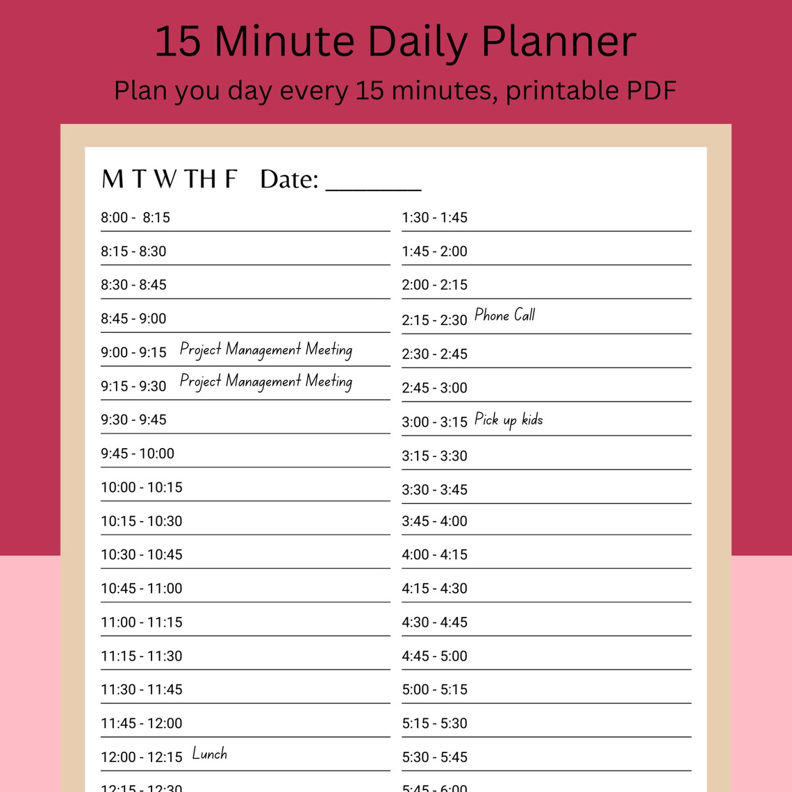 15 Minute Daily Planner - Etsy