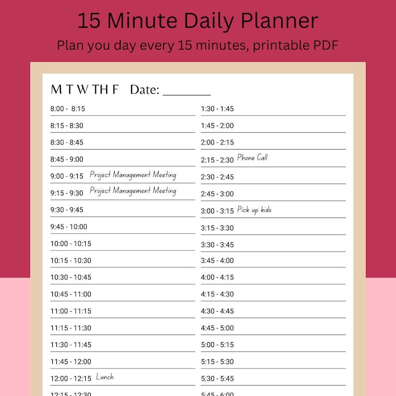 15 Minute Daily Planner - Etsy