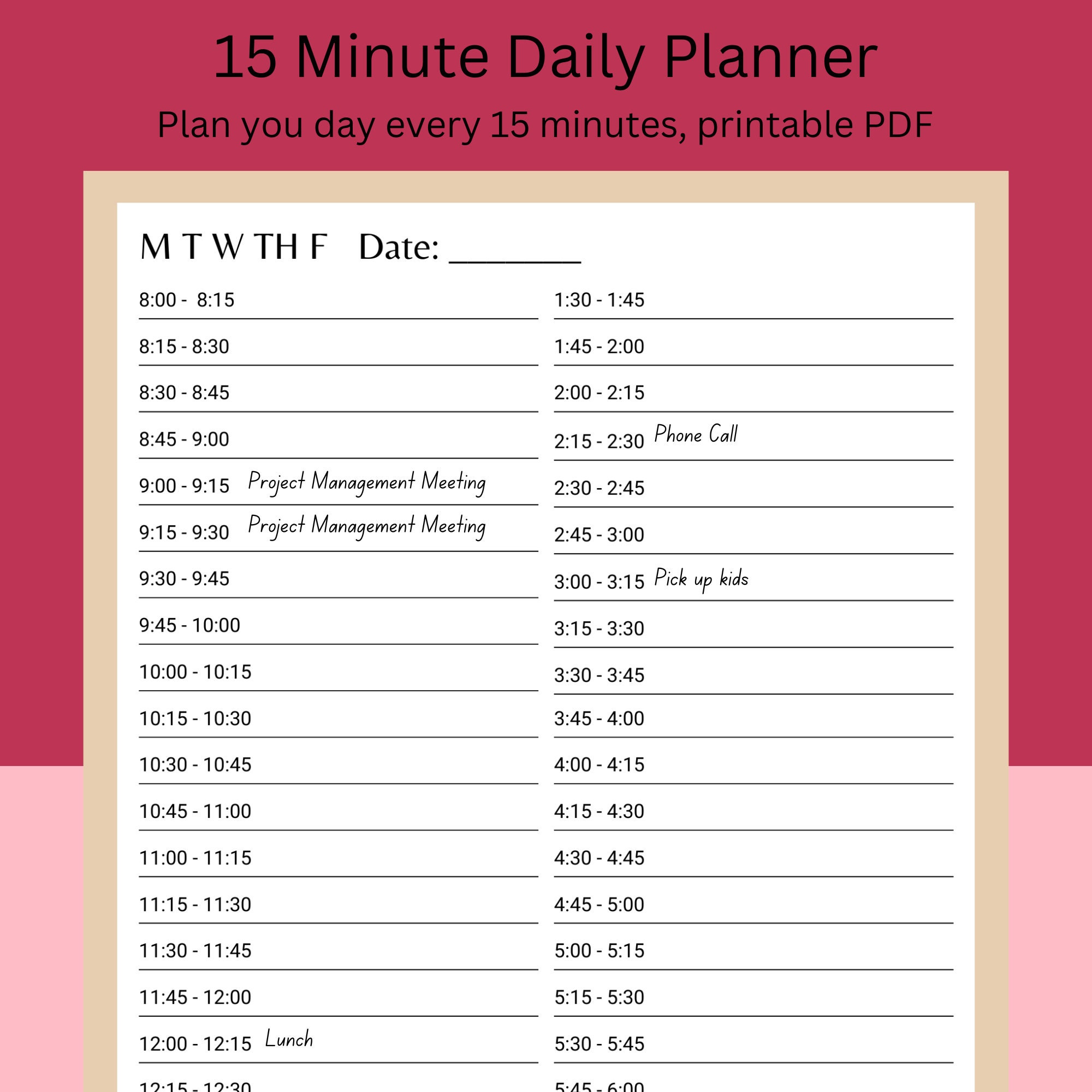 15 Minute Daily Planner - Etsy