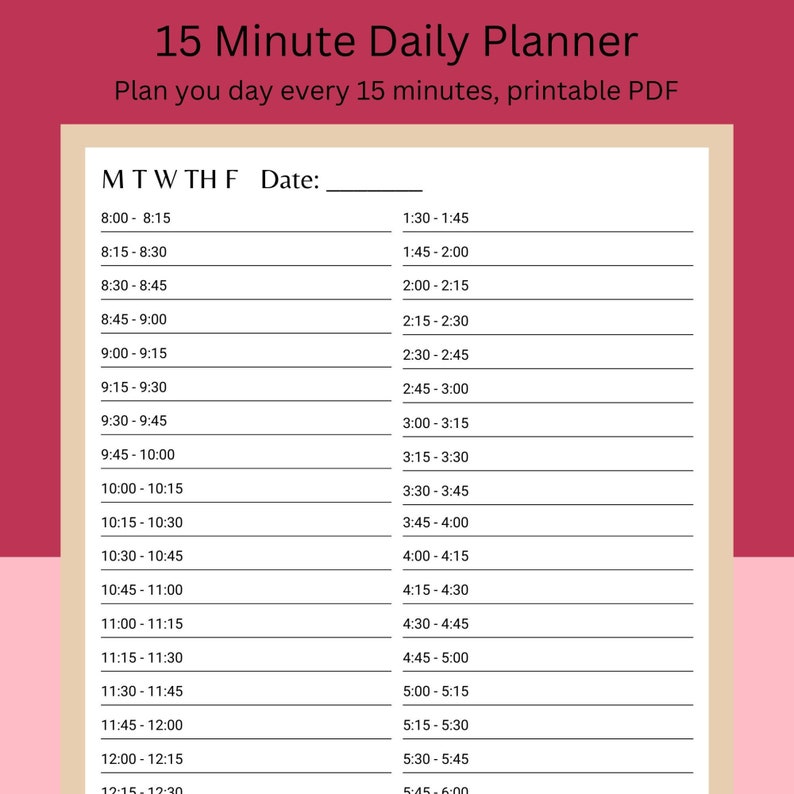 15 Minute Daily Planner - Etsy