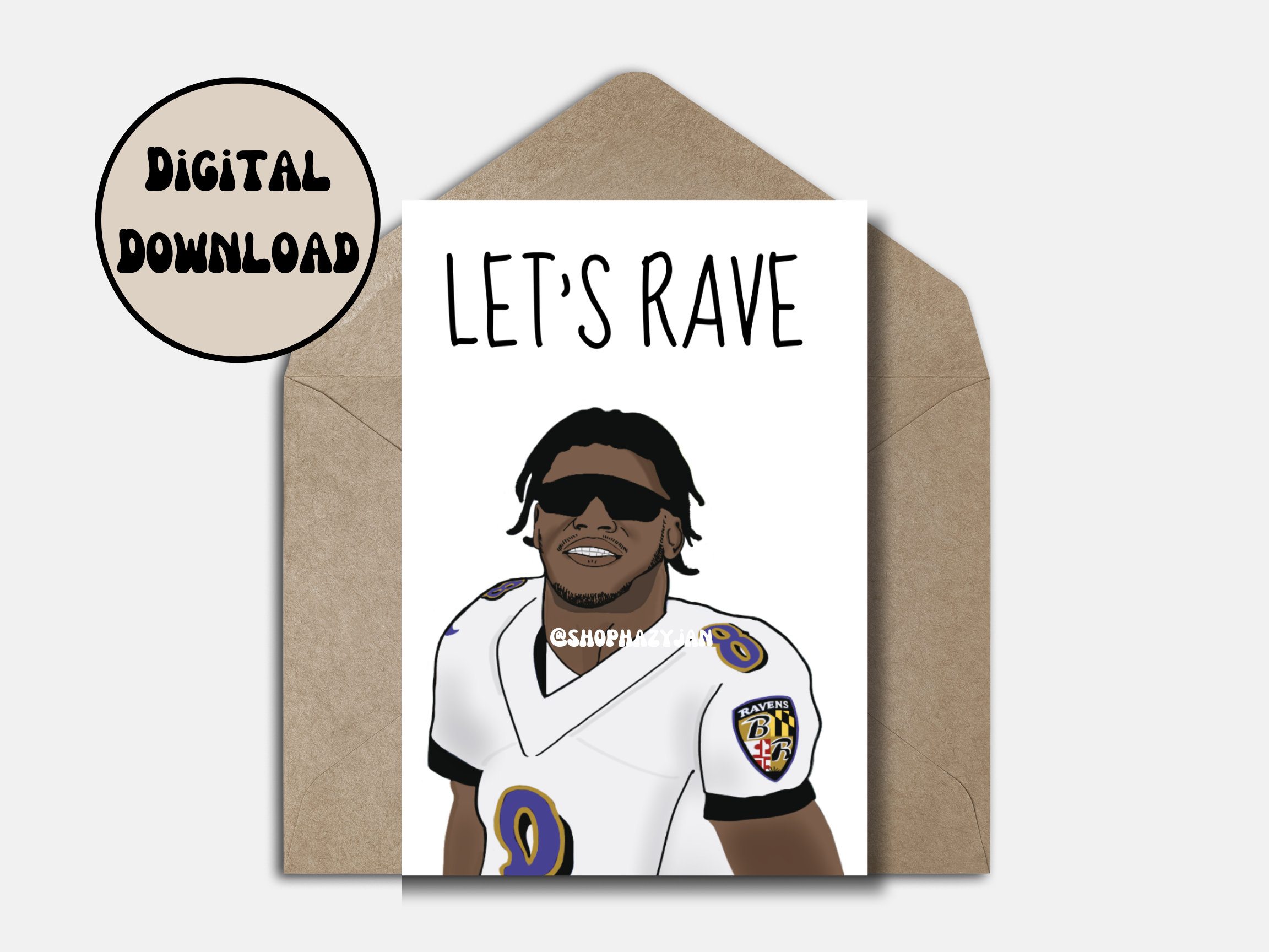 Lamar Jackson Birthday Card Greeting Baltimore Ravens Funny Cartoon ...