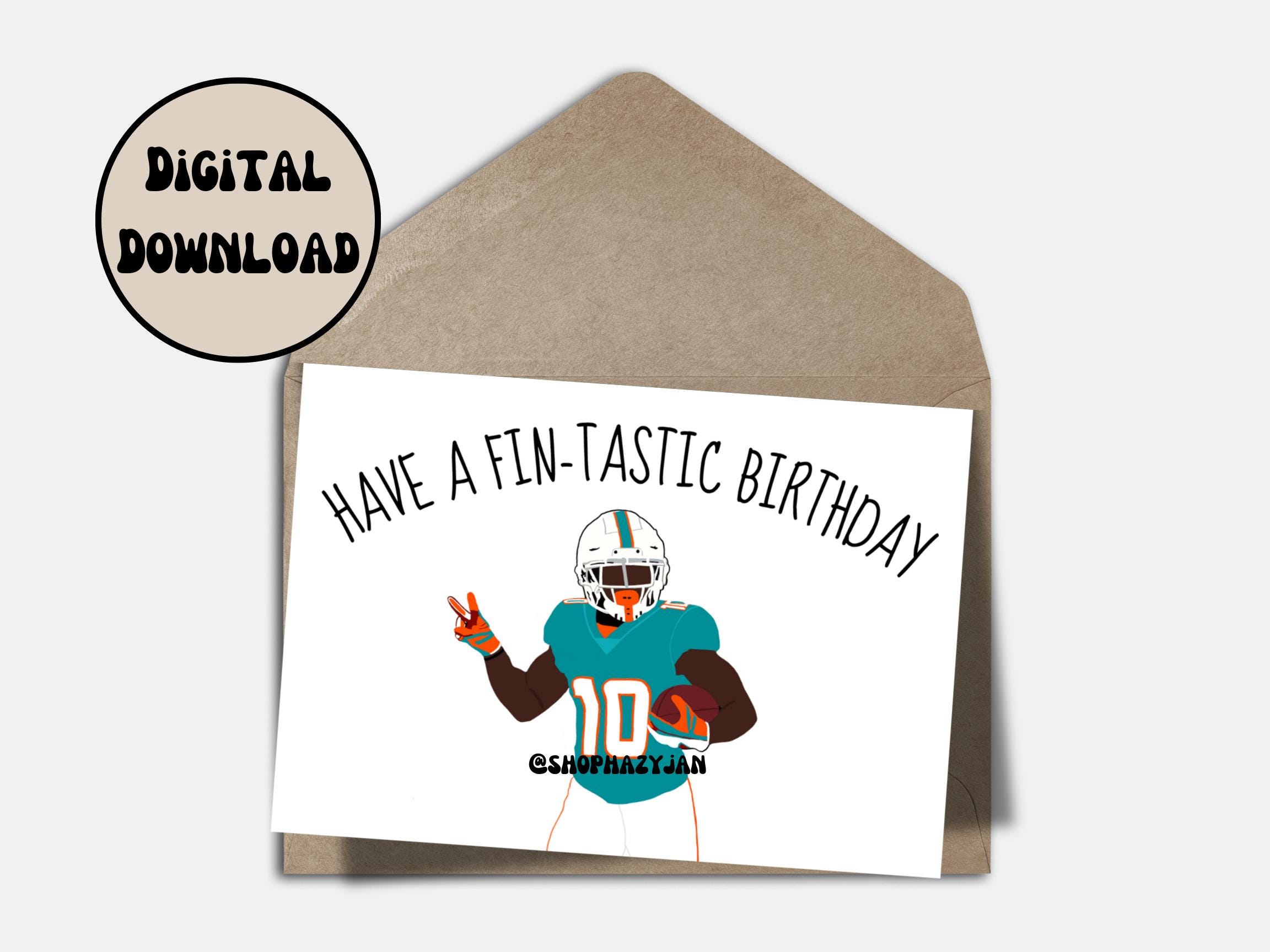 Tyreek Hill Miami Dolphins Birthday Card Greeting Cartoon Printable ...