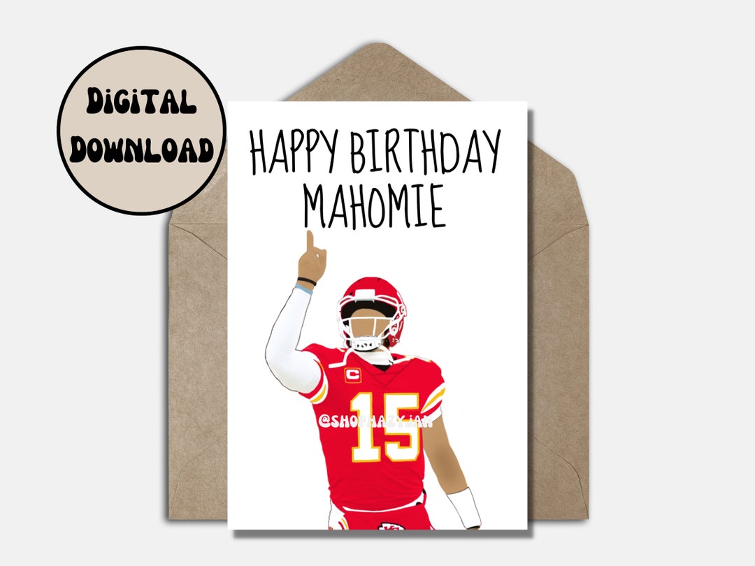 Patrick Mahomes Birthday Card Greeting Kansas City Chiefs Funny Cartoon ...