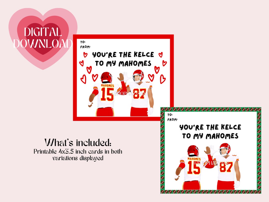 Kansas City Chiefs Themed Valentines Cards Patrick Mahomes Travis Kelce ...