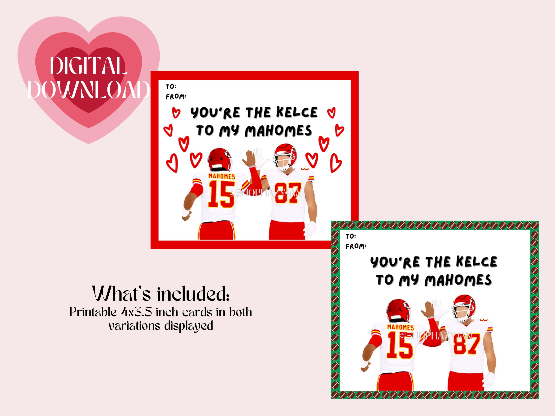 Kansas City Chiefs Themed Valentines Cards Patrick Mahomes Travis Kelce ...