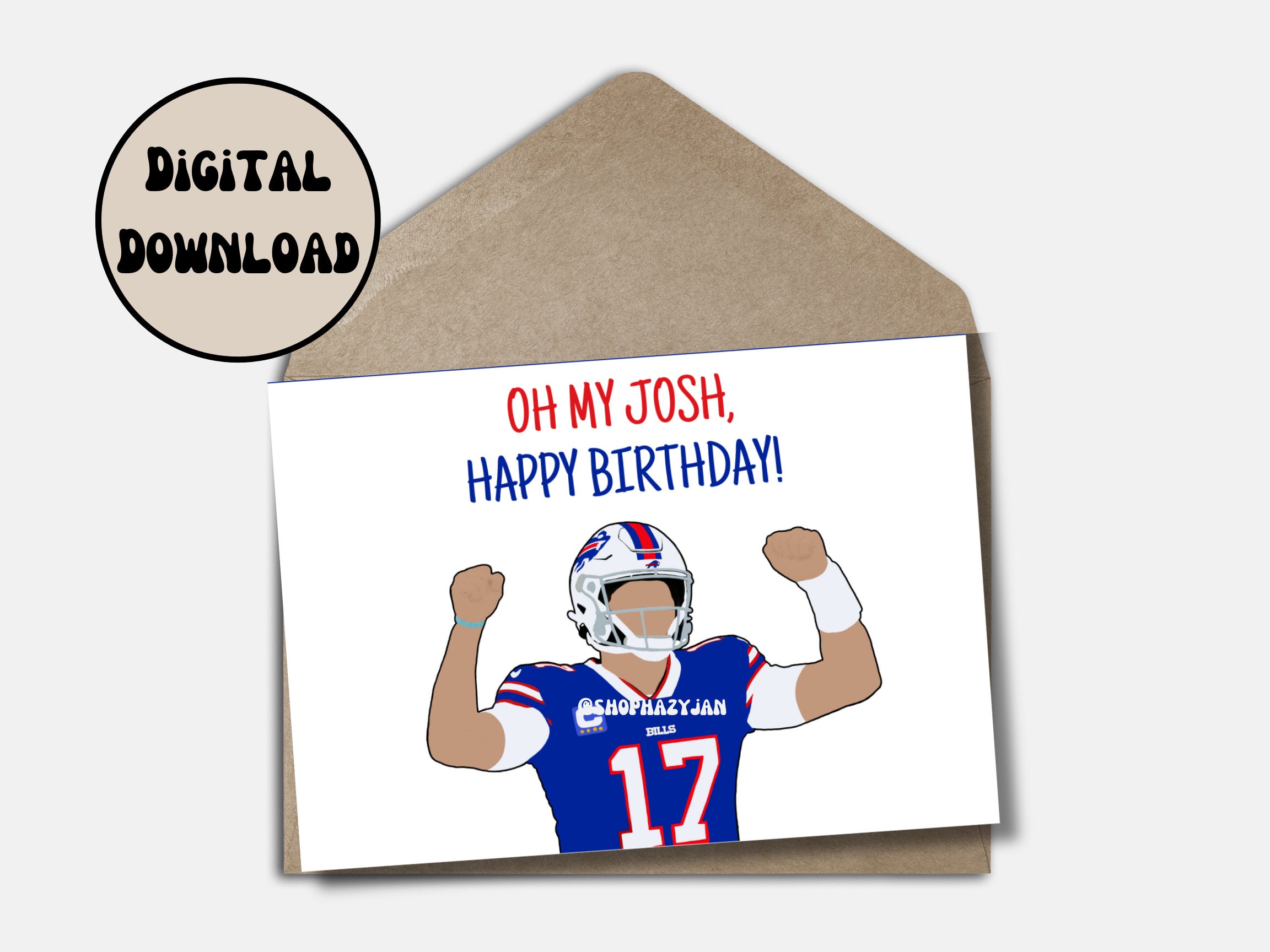 Josh Allen Birthday Card Greeting Card for Buffalo Bills Fan Funny ...