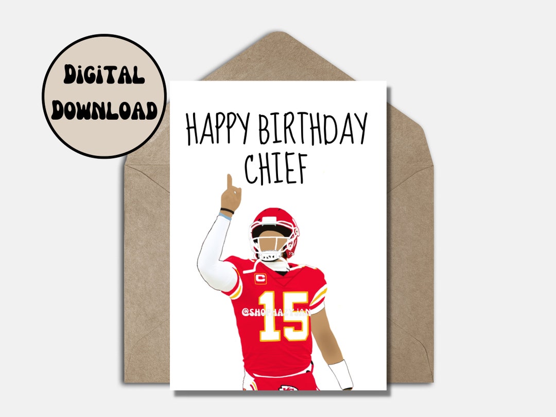 Patrick Mahomes Birthday Card Greeting Kansas City Chiefs Funny Cartoon ...