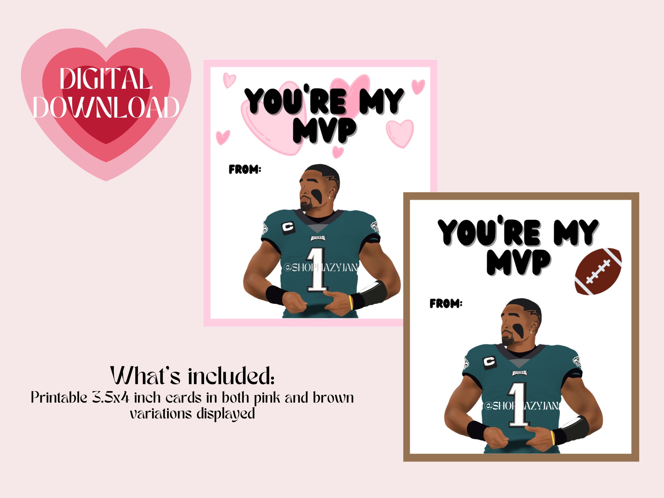 Jalen Hurts You're My MVP Instant Printable Digital Valentines Day ...