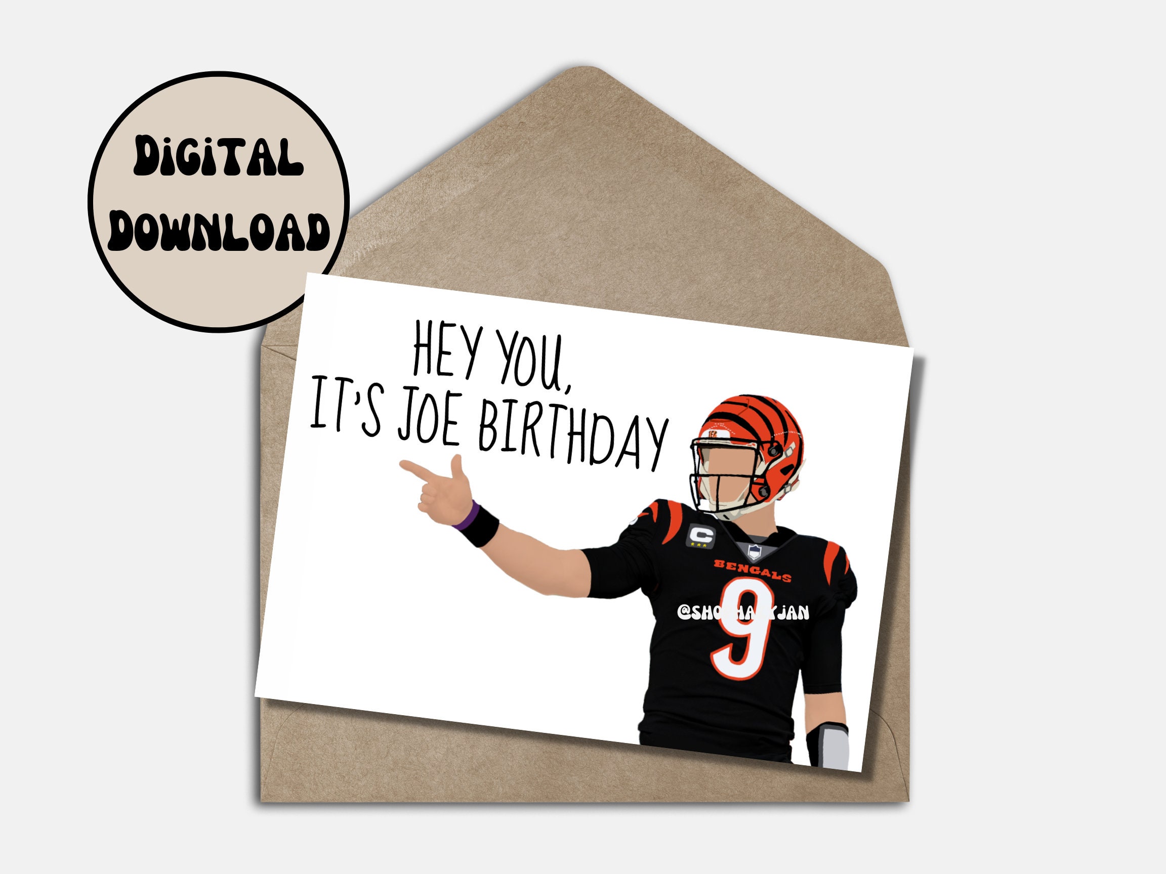 Joe Burrow Birthday Card Greeting Cincinnati Bengals Funny Cartoon ...