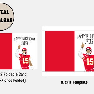 Patrick Mahomes Birthday Card Greeting Kansas City Chiefs Funny Cartoon ...