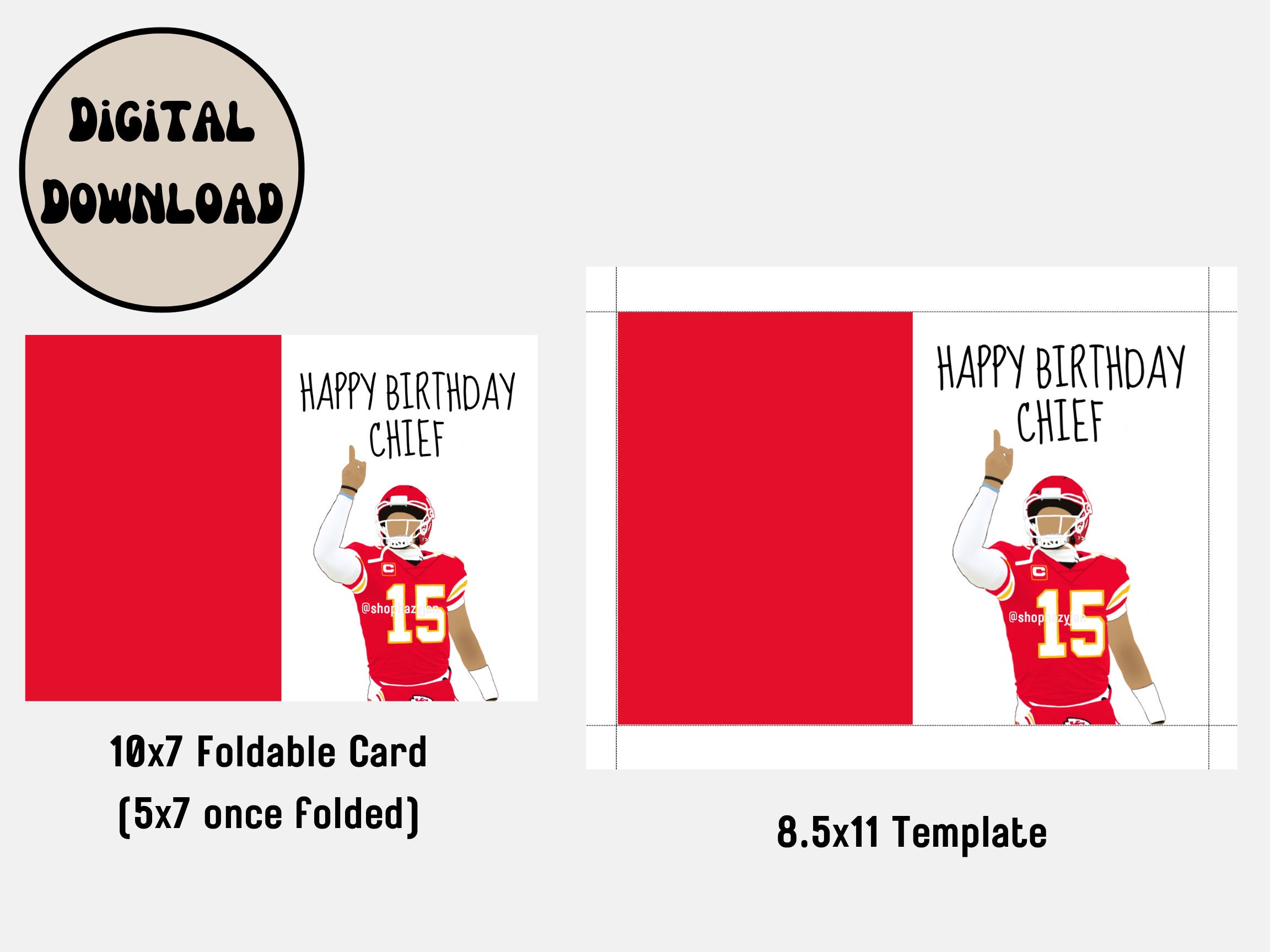 Patrick Mahomes Birthday Card Greeting Kansas City Chiefs Funny Cartoon ...