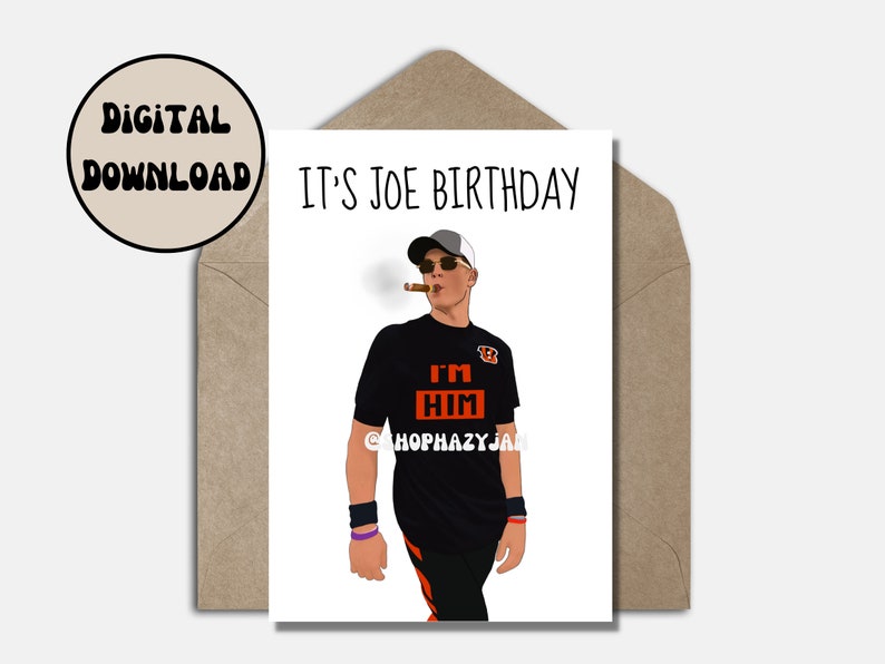 Joe Burrow I'M HIM Birthday Card Cincinnati Bengals Funny Cartoon ...