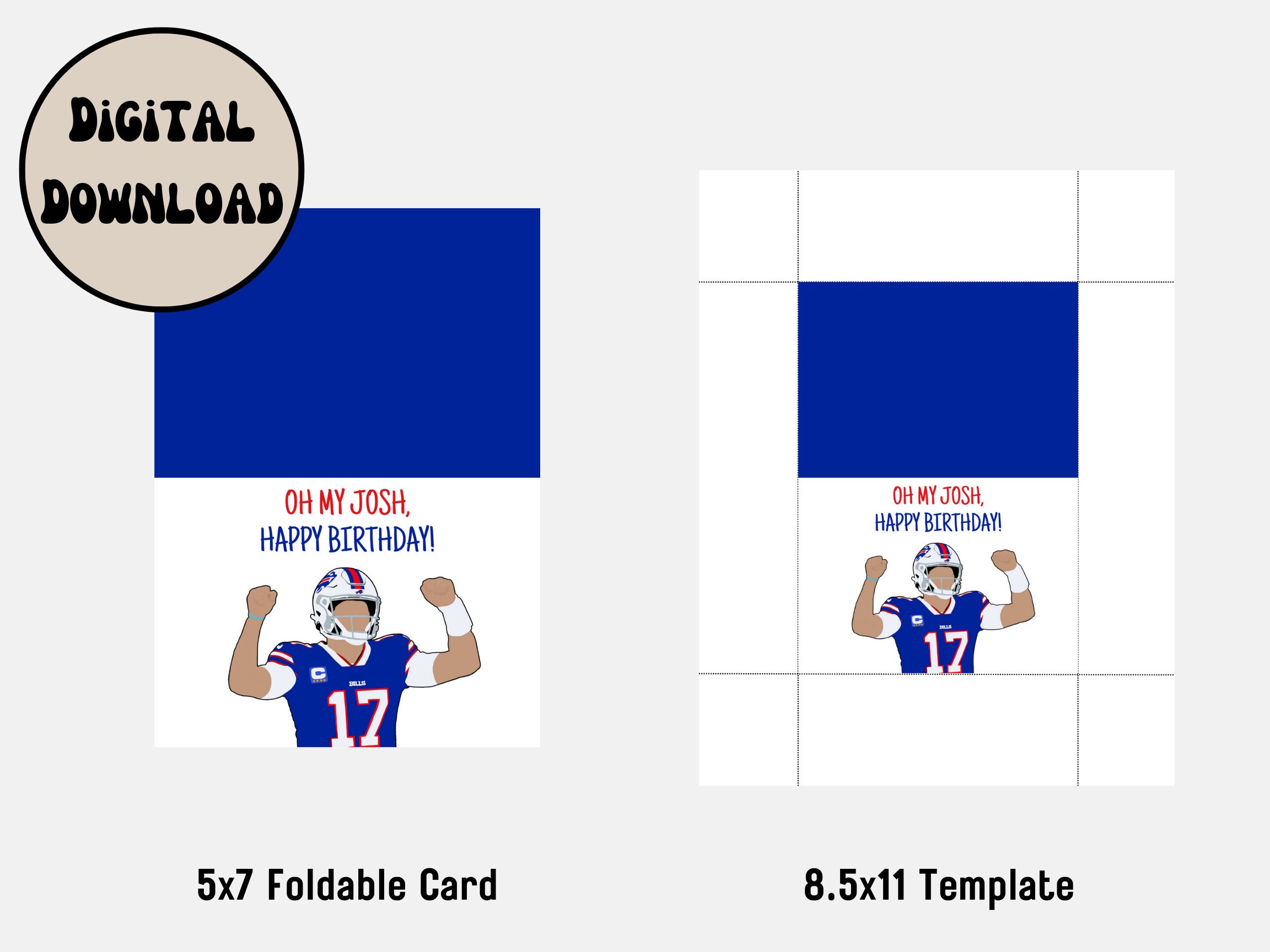 Josh Allen Birthday Card Greeting Card for Buffalo Bills Fan Funny ...