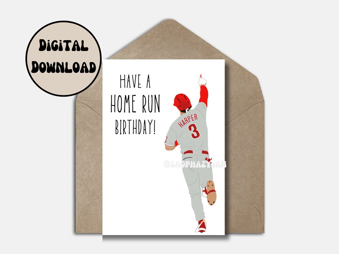 Bryce Harper Philadelphia Phillies Themed Birthday Greeting Card, MLB ...