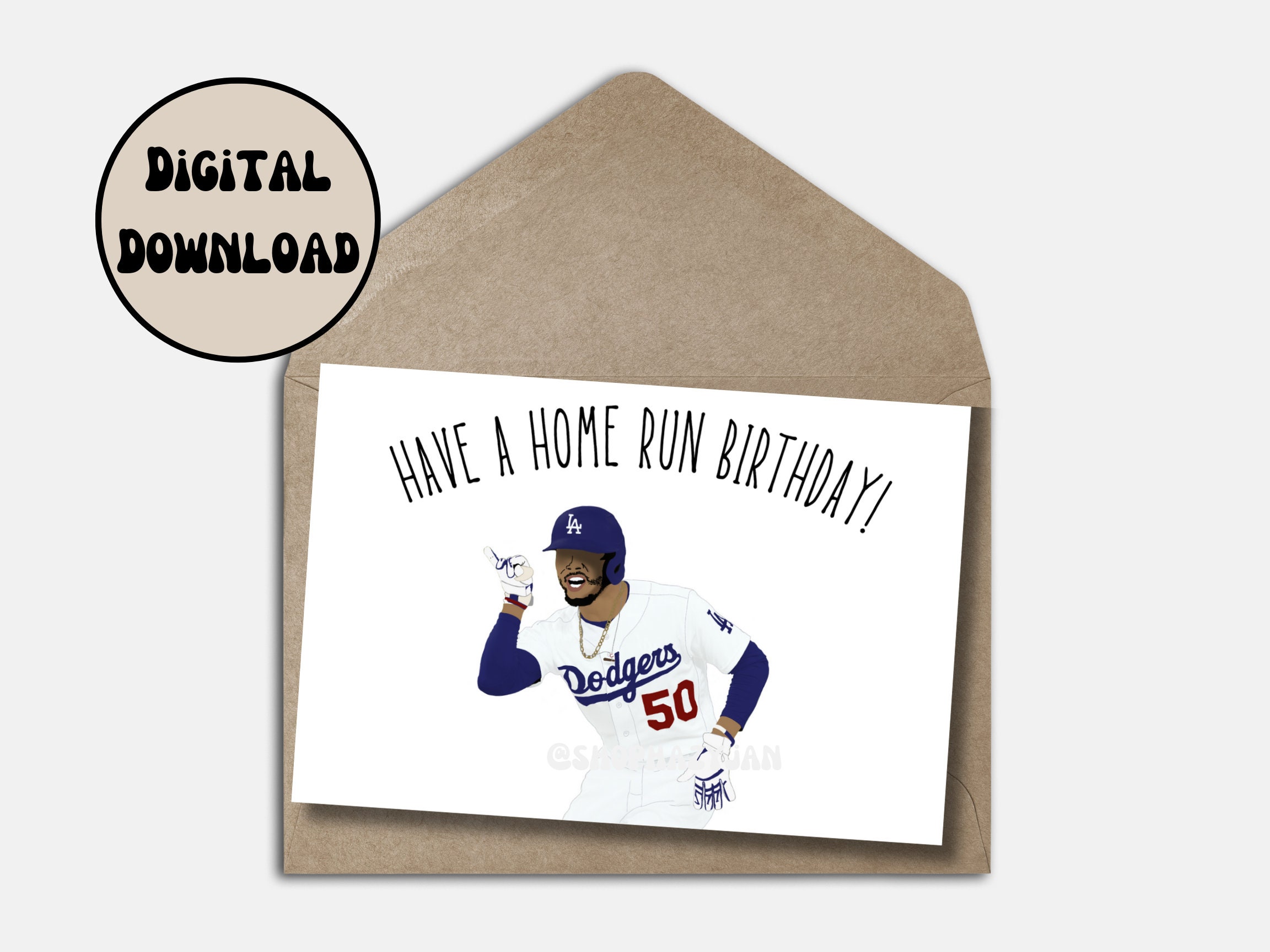 Mookie Betts Los Angeles Dodgers Themed Birthday Greeting Card, MLB ...