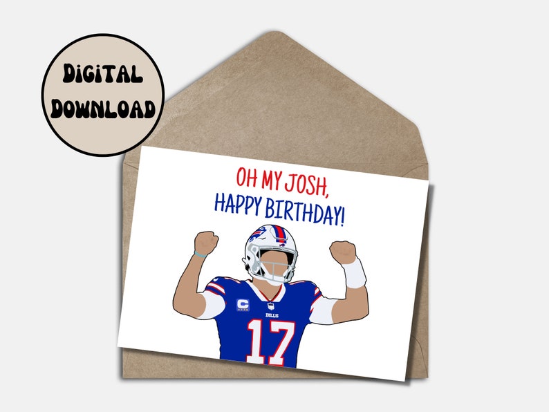 Josh Allen Birthday Card Greeting Card for Buffalo Bills Fan Funny ...