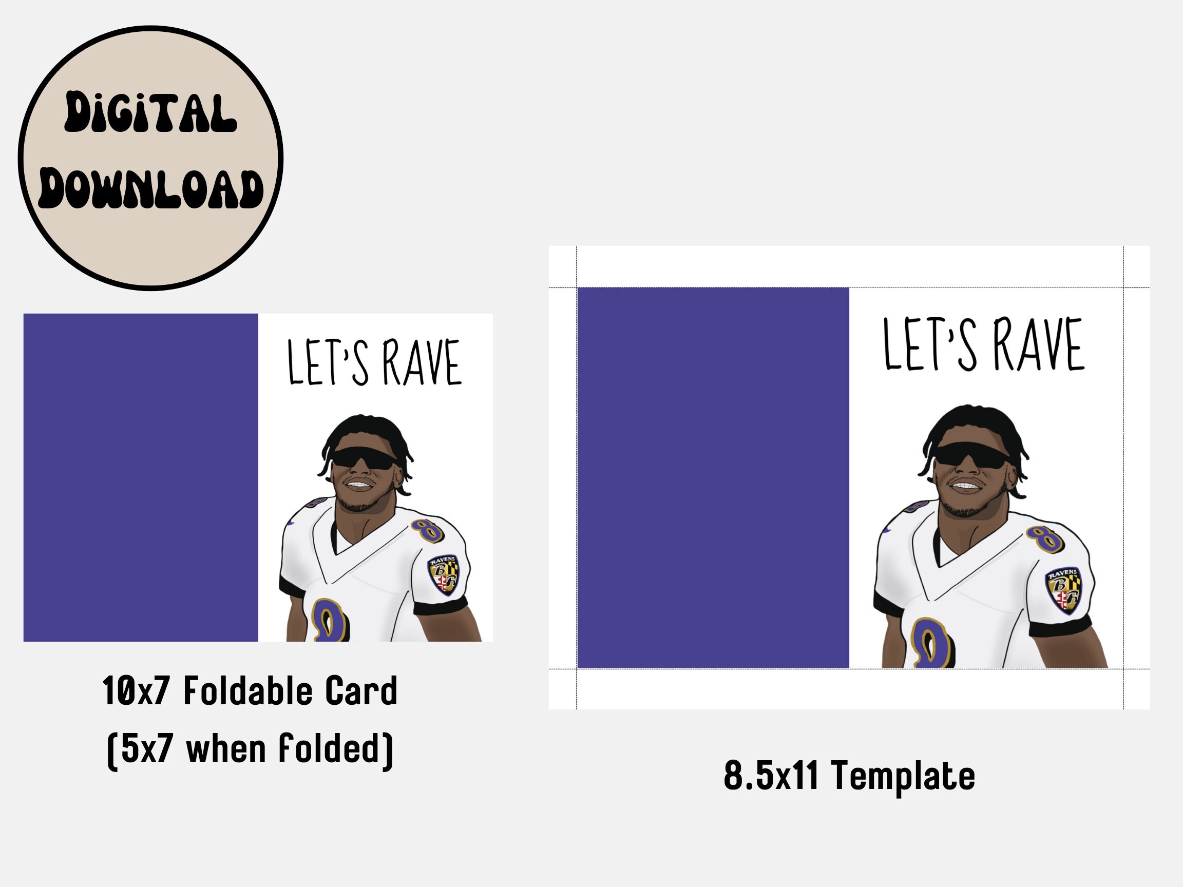 Lamar Jackson Birthday Card Greeting Baltimore Ravens Funny Cartoon ...