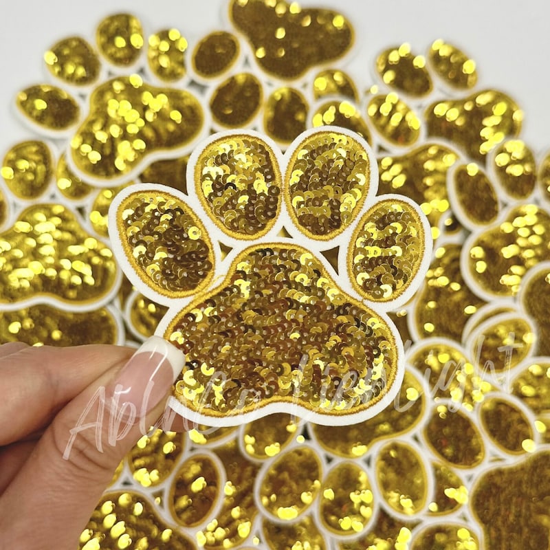 Gold Iron on Paw Print - Etsy